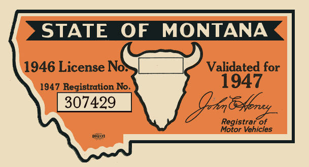 1947 Montana Registration Sticker : Bob Hoyts Classic Inspection ...