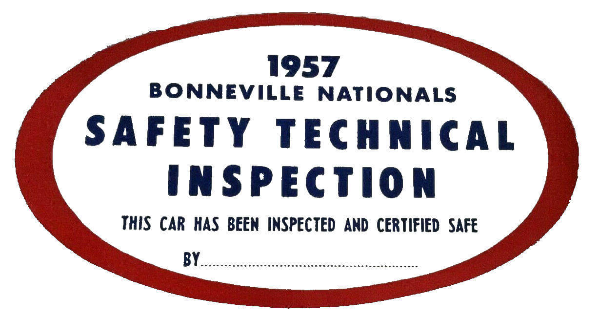 Bonneville Speed trials 1957 Technical Inspection Sticker : Bob Hoyts ...