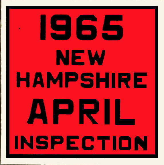 1965 New Hampshire Inspection Sticker : Bob Hoyts Classic Inspection ...