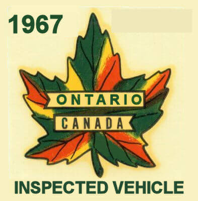 1967 Ontario inspection Sticker CANADA : Bob Hoyts Classic Inspection ...