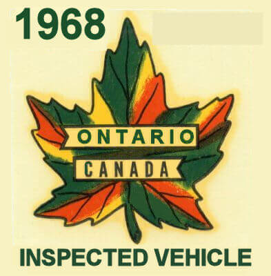 1968 Ontario inspection sticker CANADA : Bob Hoyts Classic Inspection ...