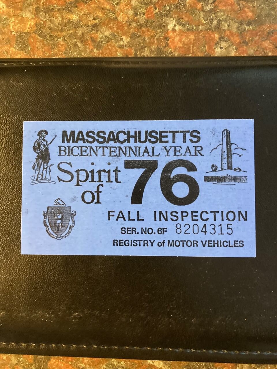 1976 Massachusetts ORIGINAL Fall Inspection Sticker : Bob Hoyts Classic ...
