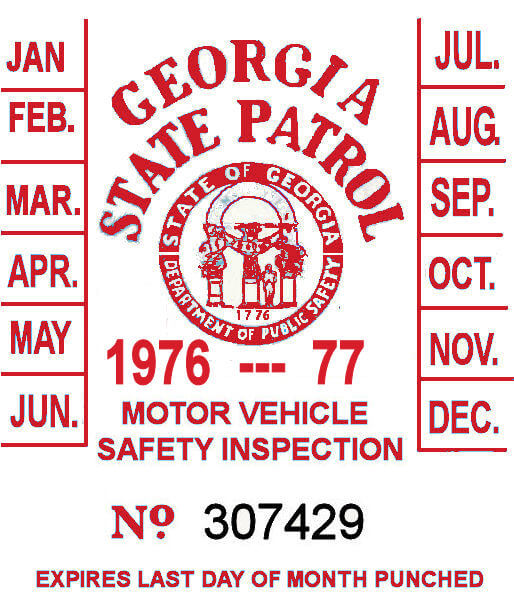 1976 Georgia Inspection sticker : Bob Hoyts Classic Inspection Stickers ...