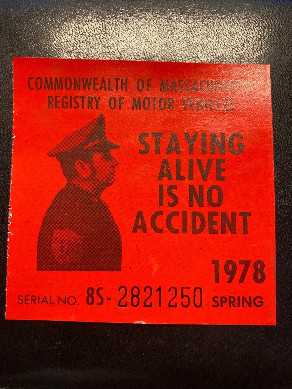 1978 Massachusetts ORIGINAL Spring Inspection Sticker : Bob Hoyts ...