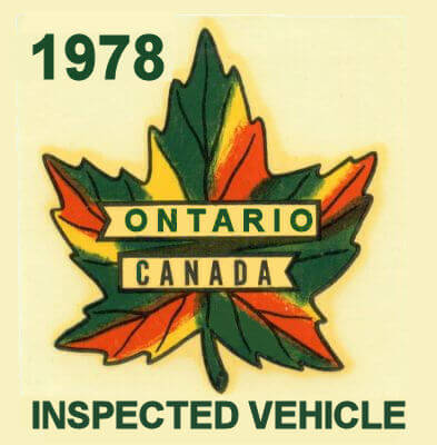 1978 Ontario inspection sticker CANADA : Bob Hoyts Classic Inspection ...