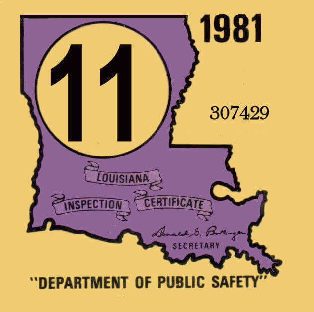 1981 Louisiana State inspection : Bob Hoyts Classic Inspection Stickers ...
