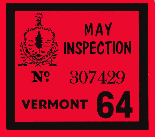 1964 Vermont inspection sticker : Bob Hoyts Classic Inspection Stickers ...
