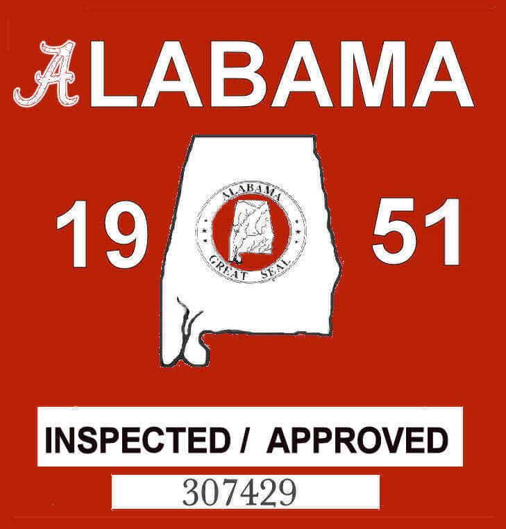 Alabama : Bob Hoyts Classic Inspection Stickers | Add a Final Touch to ...