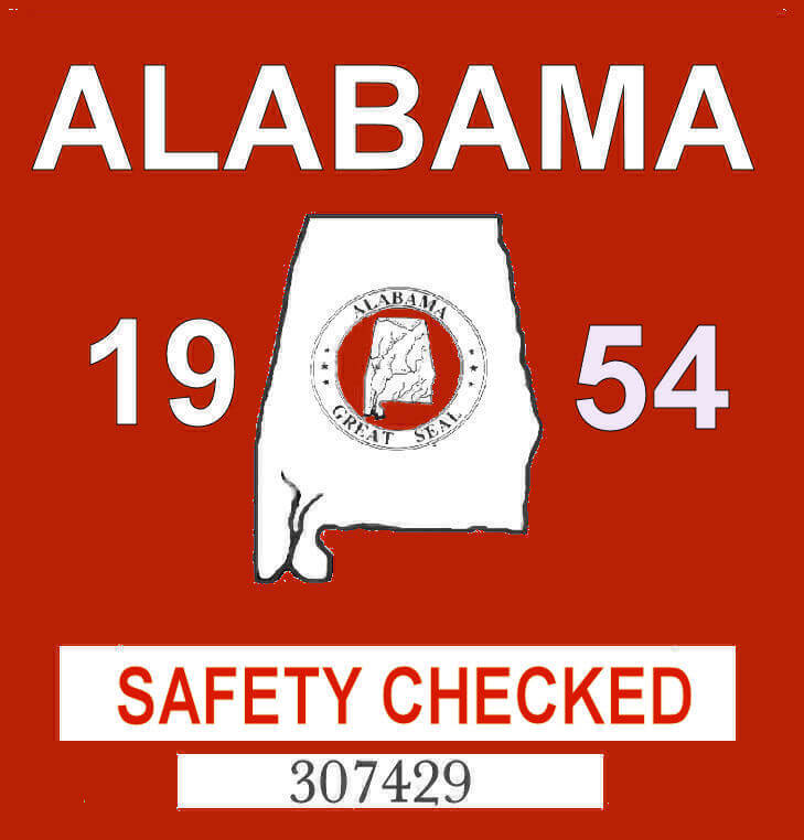 1954 Alabama Safety Checked : Bob Hoyts Classic Inspection Stickers ...