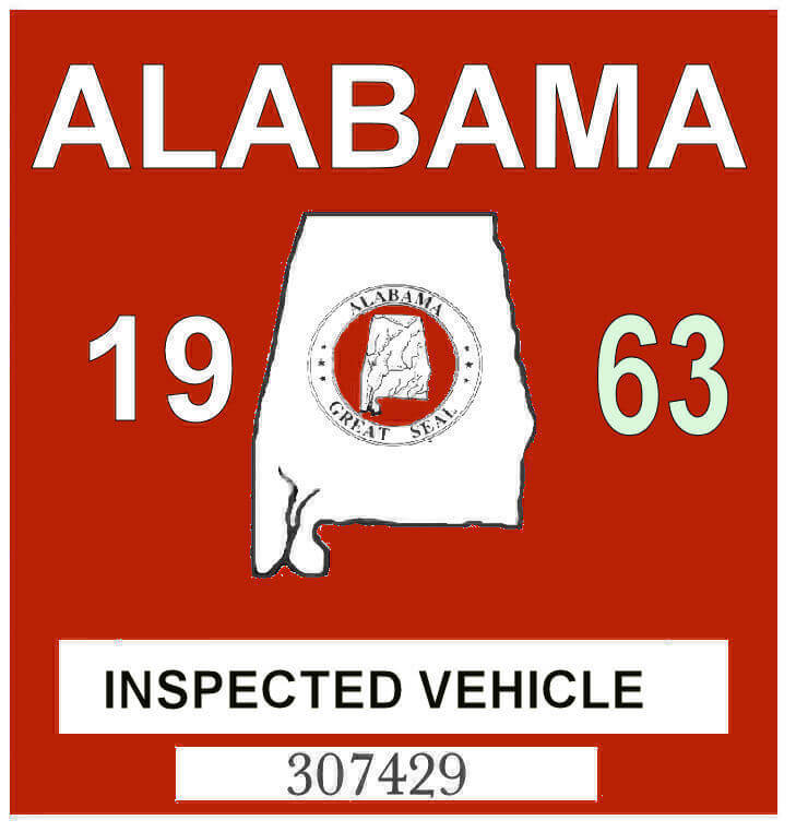 1963 Alabama Safety Checked : Bob Hoyts Classic Inspection Stickers ...