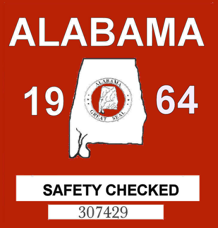 1964 Alabama Safety Checked Sticker : Bob Hoyts Classic Inspection ...