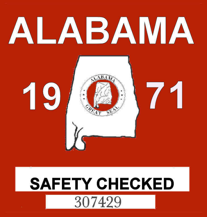 Alabama : Bob Hoyts Classic Inspection Stickers | Add a Final Touch to ...