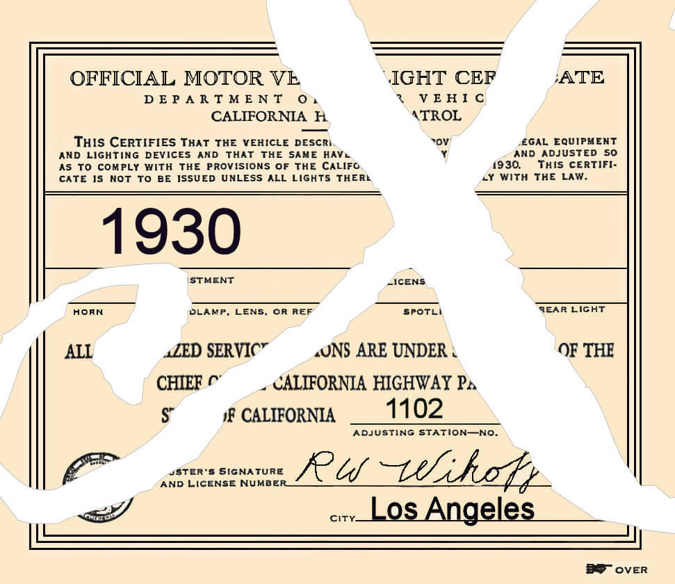 1930 California Inspection Sticker : Bob Hoyts Classic Inspection ...