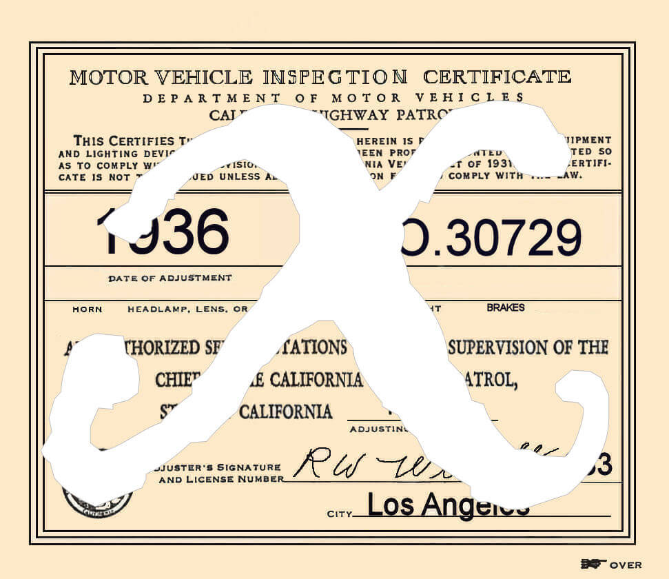 1936 California Inspection sticker : Bob Hoyts Classic Inspection ...