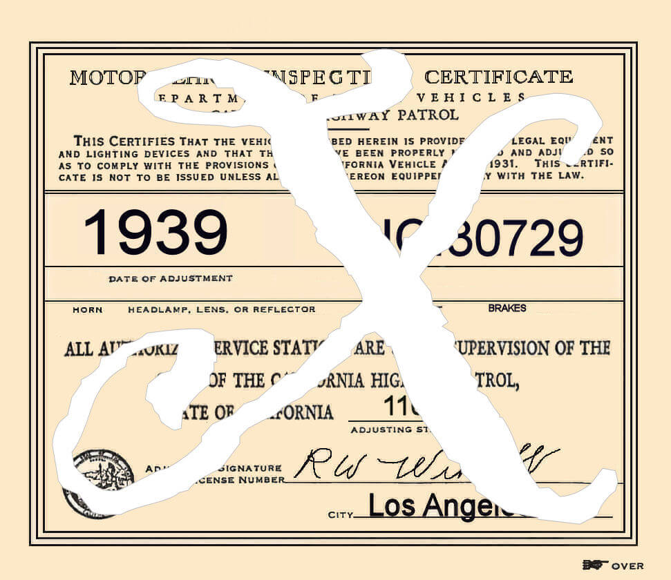 1939 California Inspection sticker : Bob Hoyts Classic Inspection ...