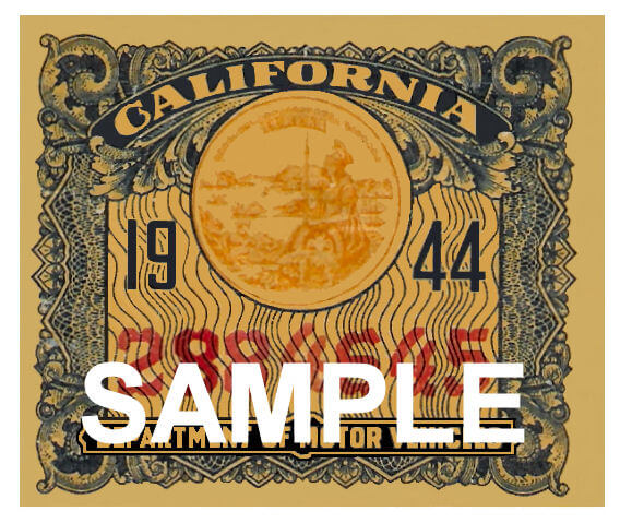 1944 California Registration/inspection Sticker : Bob Hoyts Classic ...