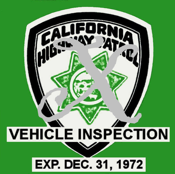 1972-12 California Inspection Sticker : Bob Hoyts Classic Inspection ...