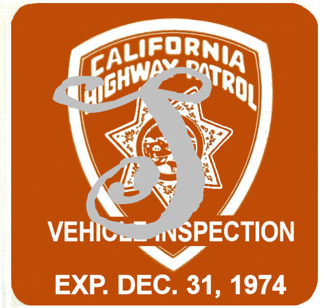 1974-12 California Inspection Sticker : Bob Hoyts Classic Inspection ...