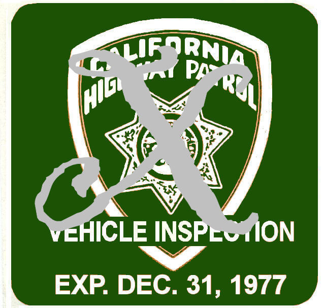 1977 California Inspection sticker : Bob Hoyts Classic Inspection ...
