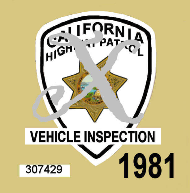 1981 CA safety check Inspection Sticker : Bob Hoyts Classic Inspection ...