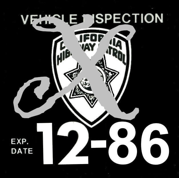 1986 California inspection sticker (Estimated) : Bob Hoyts Classic ...