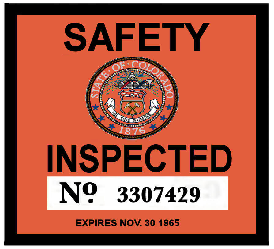 1965 Colorado Inspection sticker : Bob Hoyts Classic Inspection ...