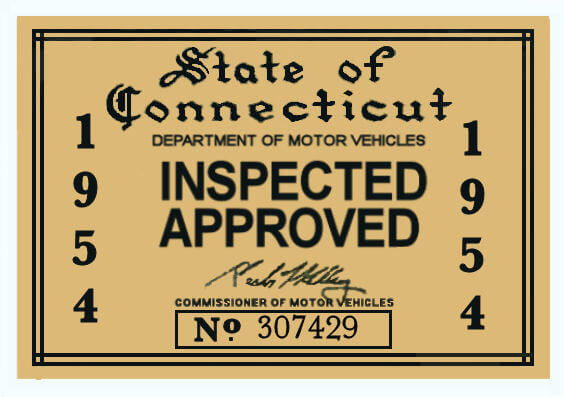 1954 Connecticut Inspection Sticker : Bob Hoyts Classic Inspection ...
