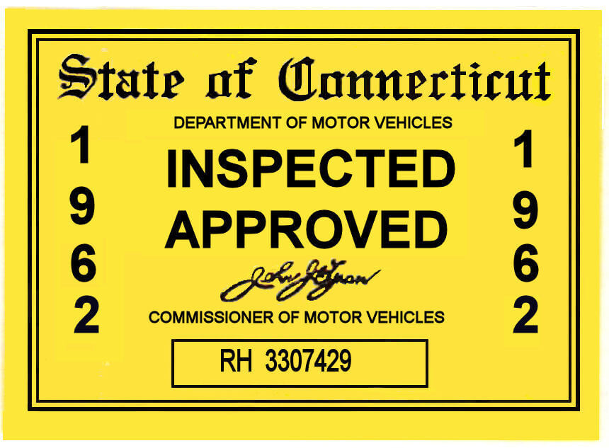 1962 Connecticut Inspection sticker : Bob Hoyts Classic Inspection ...