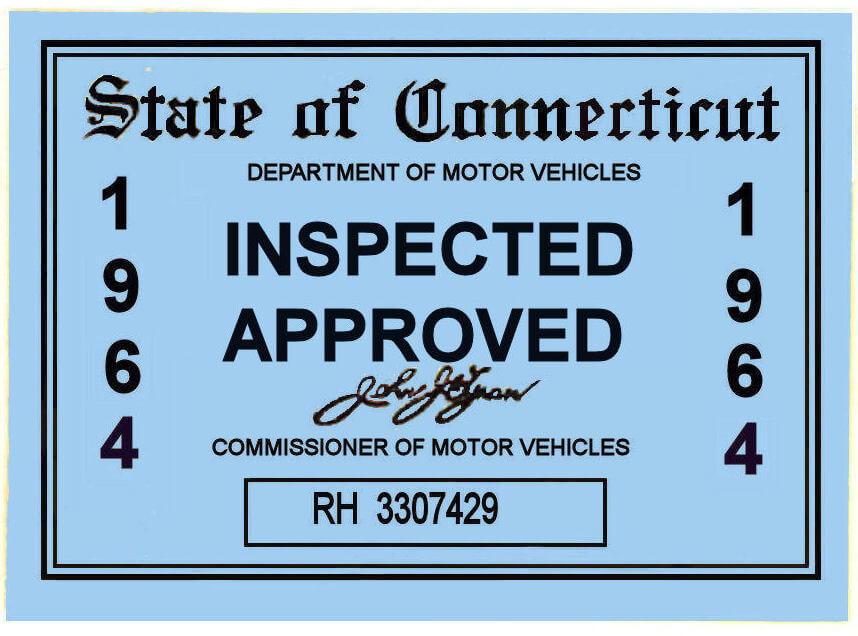 1964 Connecticut Inspection Sticker : Bob Hoyts Classic Inspection ...