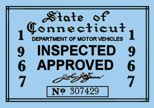 1967 Connecticut inspection sticker : Bob Hoyts Classic Inspection ...