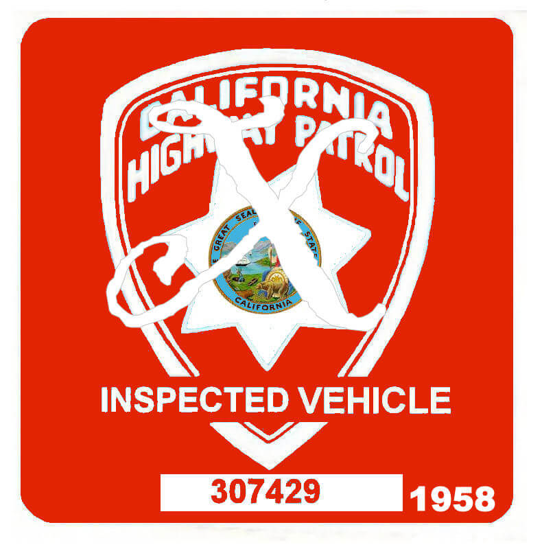 1958 California Inspection sticker : Bob Hoyts Classic Inspection ...