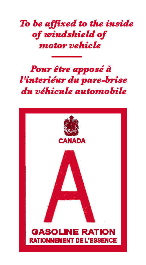 1943-44A Gas Ration Sticker CANADA : Bob Hoyts Classic Inspection ...