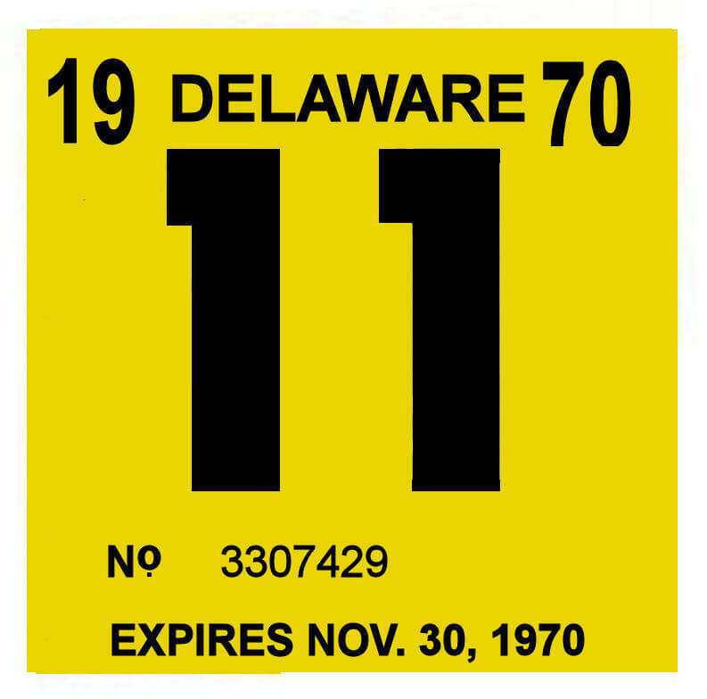 1970 Delaware INSPECTION sticker : Bob Hoyts Classic Inspection ...