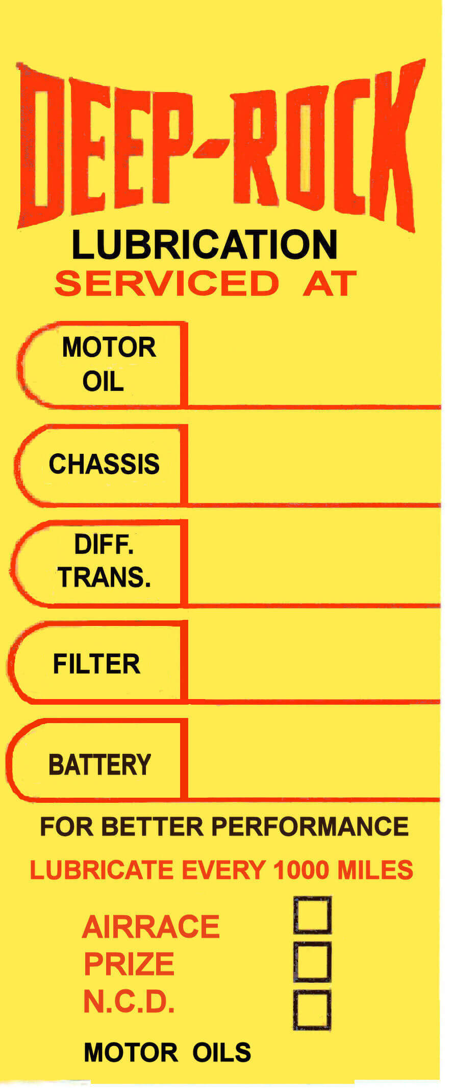 Oil Change Service Stickers : Bob Hoyts Classic Inspection Stickers ...