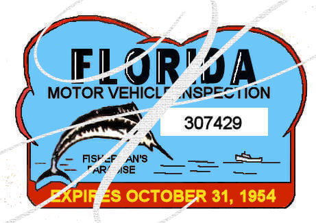 1954 Florida Inspection Sticker : Bob Hoyts Classic Inspection Stickers ...