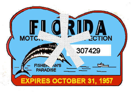 1957 Florida Safety Check Inspection Sticker : Bob Hoyts Classic ...