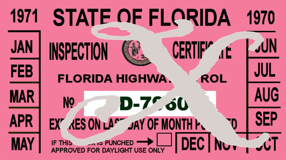 1970-71 Florida inspection sticker : Bob Hoyts Classic Inspection ...