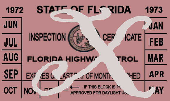 1972-73 Florida Inspection Sticker : Bob Hoyts Classic Inspection ...