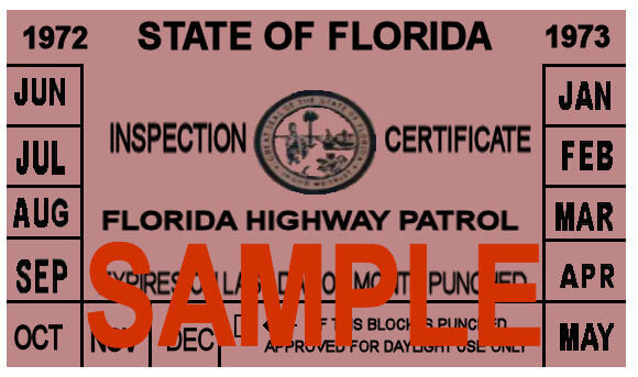 1972-73 Florida Inspection Sticker - $20.00 : Bob Hoyts Classic ...