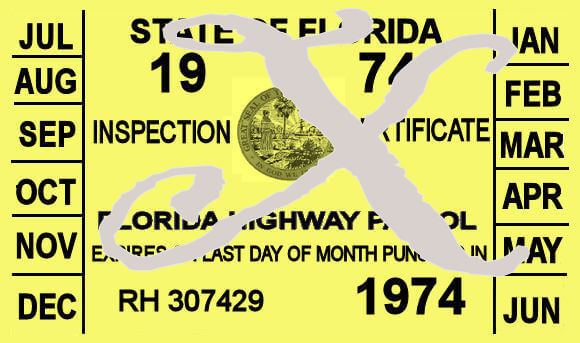1974 Florida Inspection Sticker : Bob Hoyts Classic Inspection Stickers ...