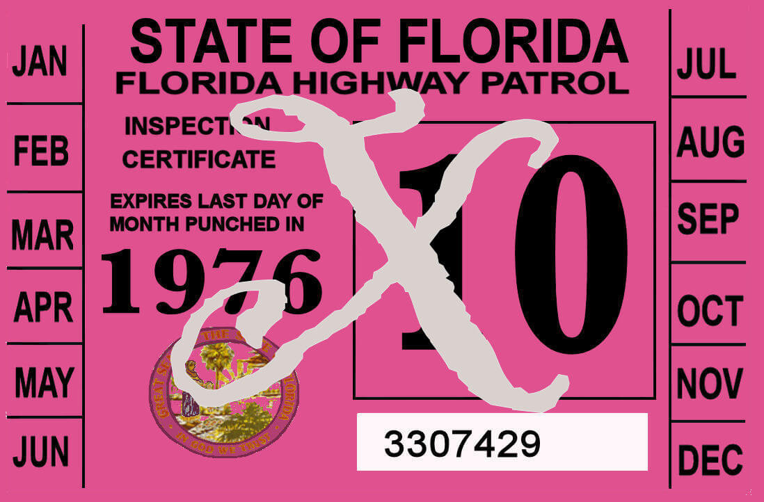 1976 FLORIDA Inspection Sticker : Bob Hoyts Classic Inspection Stickers ...