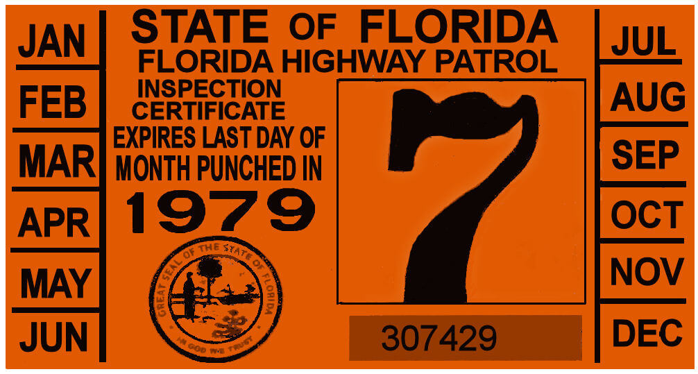 1979 Florida Inspection Sticker - $20.00 : Bob Hoyts Classic Inspection ...