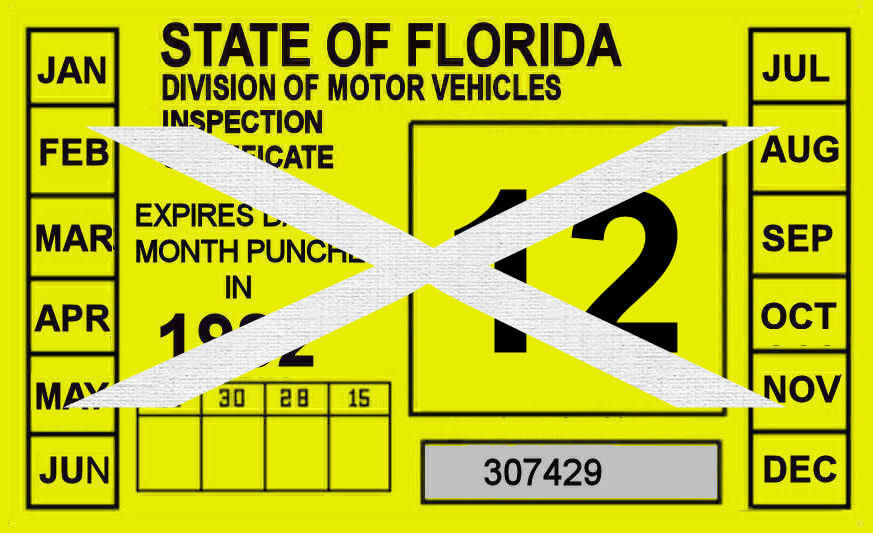 1982 Florida Inspection Sticker : Bob Hoyts Classic Inspection Stickers ...