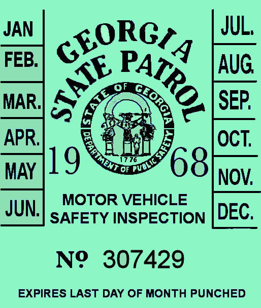 1968 Georgia Inspection Sticker : Bob Hoyts Classic Inspection Stickers ...