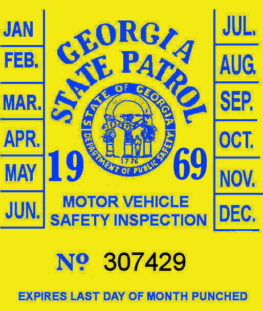 1969 Georgia inspection sticker : Bob Hoyts Classic Inspection Stickers ...