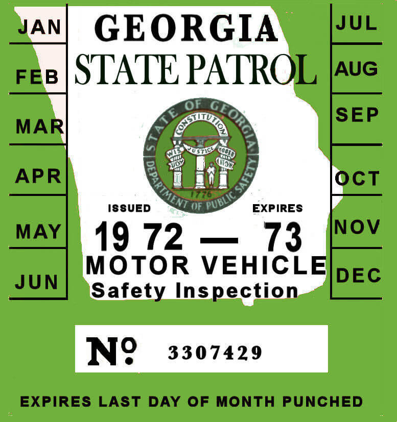 1972 Georgia Inspection Sticker : Bob Hoyts Classic Inspection Stickers ...