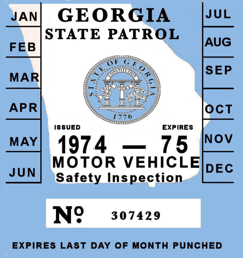 1974 Georgia inspection : Bob Hoyts Classic Inspection Stickers | Add a ...