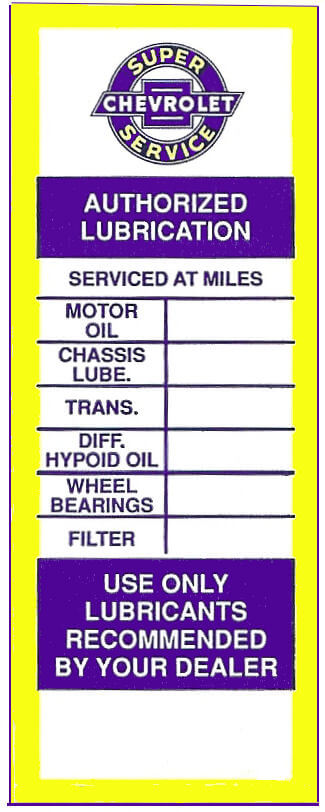 Oil Change Service Stickers : Bob Hoyts Classic Inspection Stickers ...