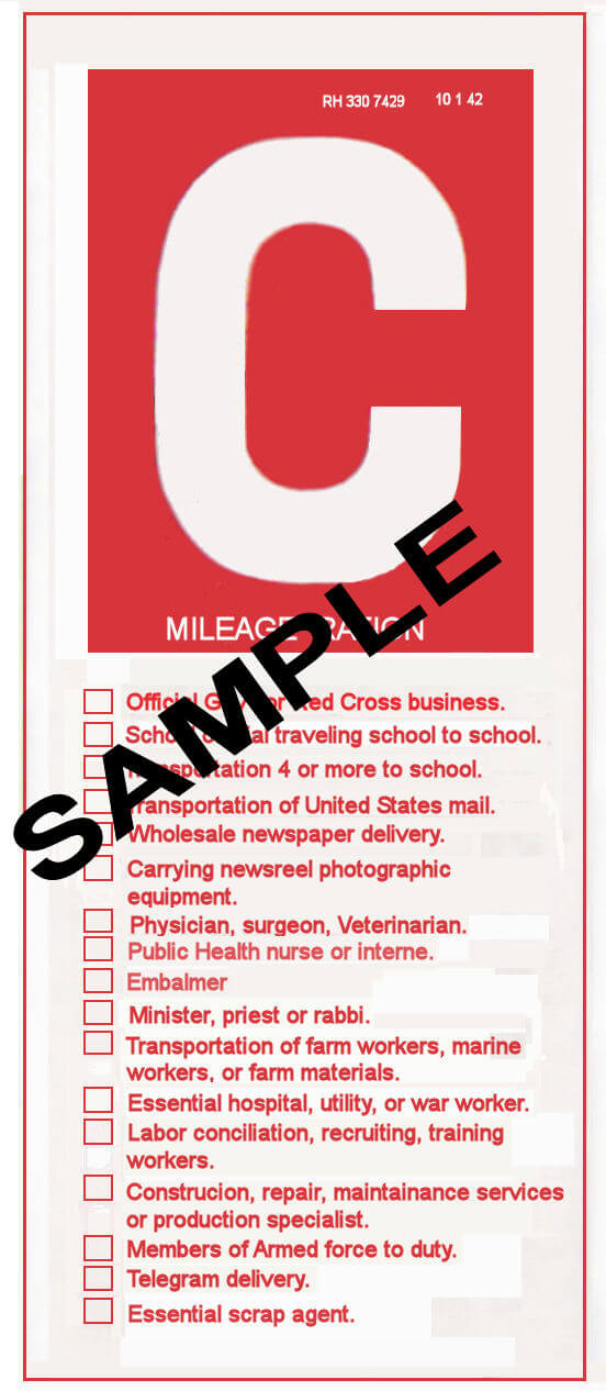 1942 Gas Ration Sticker C : Bob Hoyts Classic Inspection Stickers | Add ...