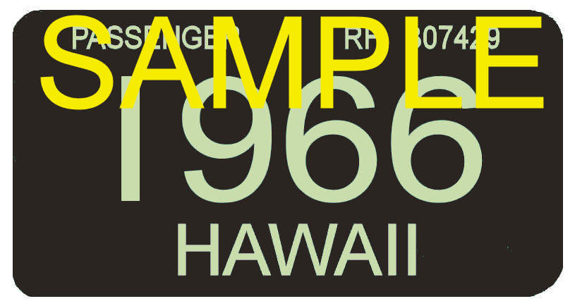 1966 Hawaii Registration Sticker : Bob Hoyts Classic Inspection ...